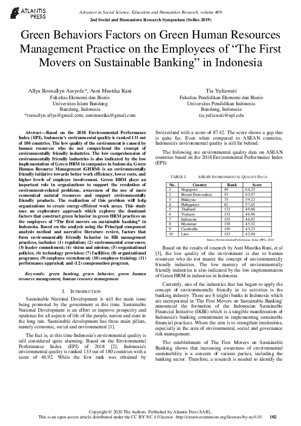 (PDF) Green Behaviors Factors on Green Human Resources Management Practice on the Employees of ...