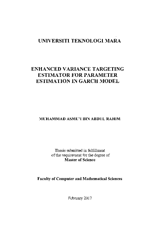 (PDF) Enhanced variance targeting estimator for parameter estimation in GARCH model / Muhammad ...