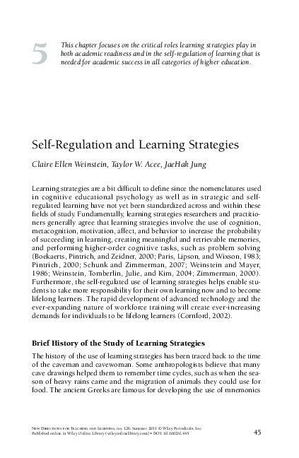 (PDF) Self-regulation and learning strategies