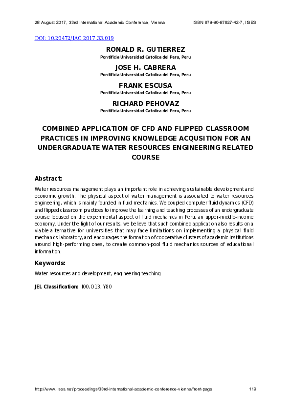 (PDF) CFD and Flipped Classroom Enhancing Fluid Mechanics Education