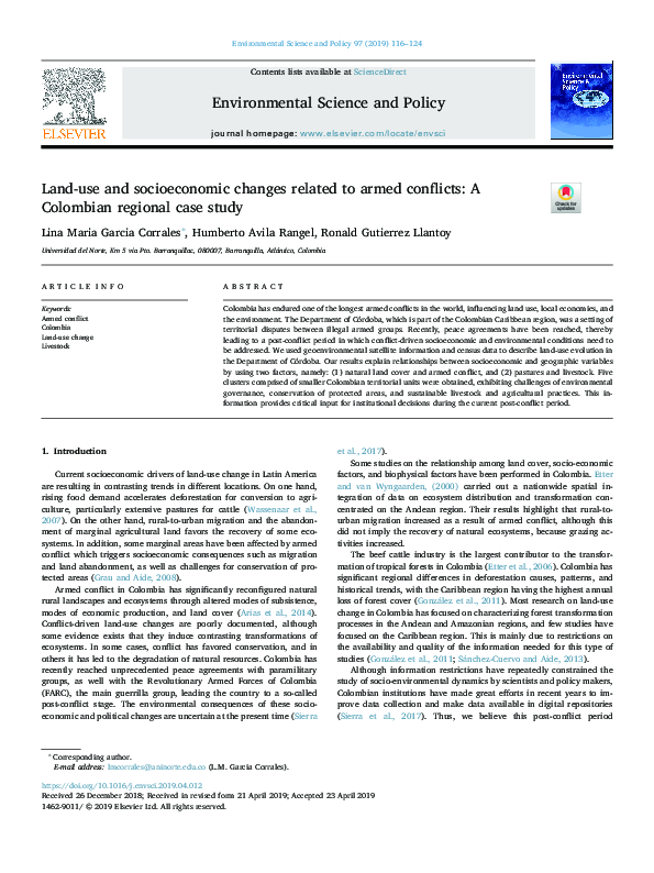 (PDF) Land-use and socioeconomic changes related to armed conflicts: A ...