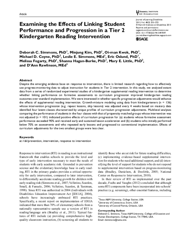 (PDF) Examining the Effects of Linking Student Performance and ...