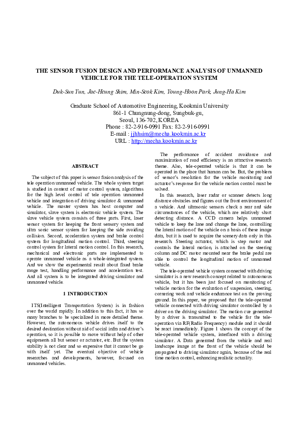 Pdf The Sensor Fusion Design And Performance Analysis Of Unmanned