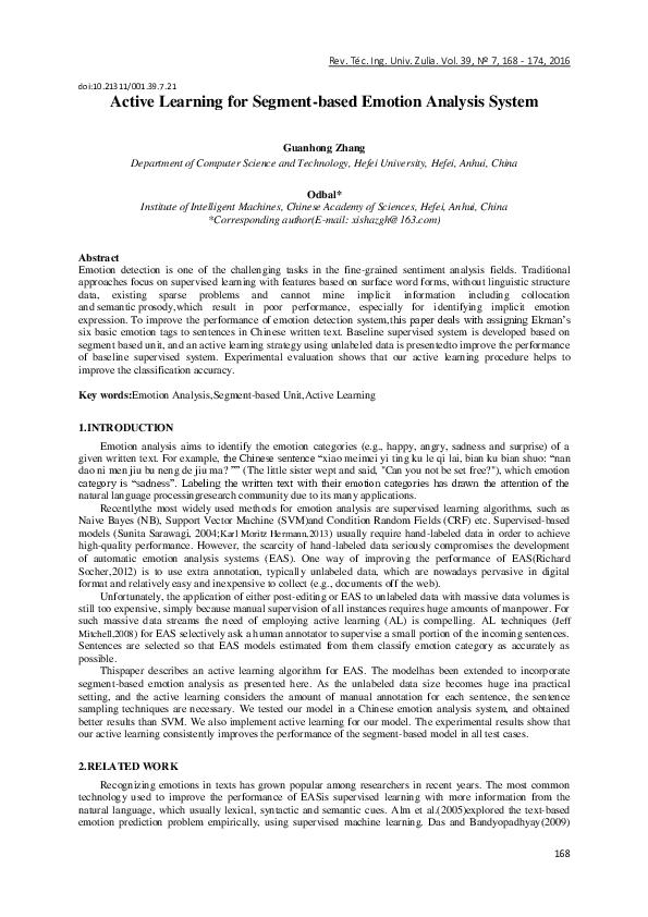 (PDF) Active Learning for Segment-based Emotion Analysis System ...