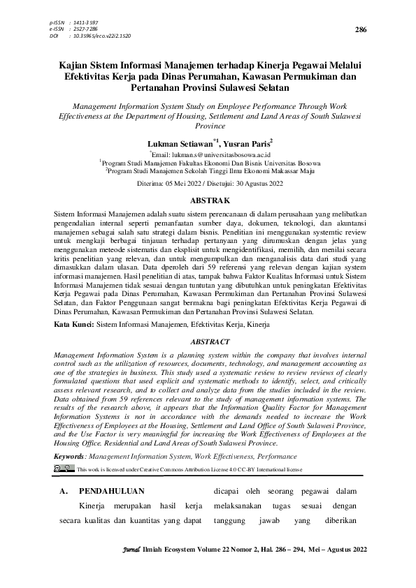 (PDF) Kajian Sistem Informasi Manajemen Terhadap Kinerja Pegawai ...