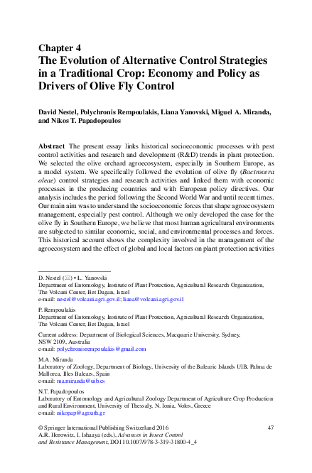 (PDF) The Evolution of Alternative Control Strategies in a Traditional ...