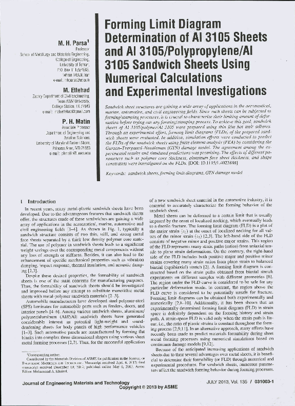 (PDF) Forming Limit Diagram Determination of Al 3105 Sheets and Al 3105 ...