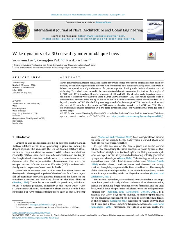 (PDF) Wake dynamics of a 3D curved cylinder in oblique flows
