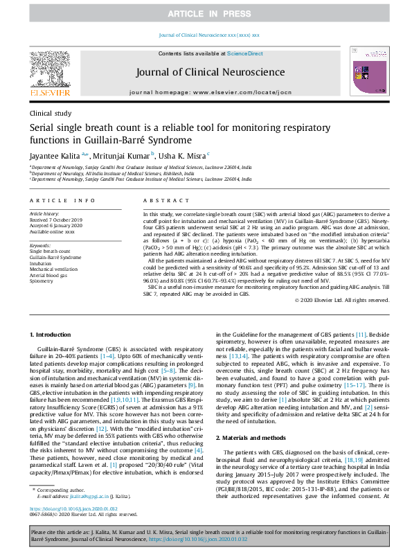 (PDF) Serial single breath count is a reliable tool for monitoring ...
