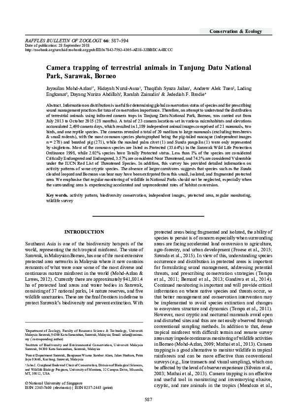 (PDF) Camera trapping of terrestrial animals in Tanjung Datu National Park, Sarawak, Borneo