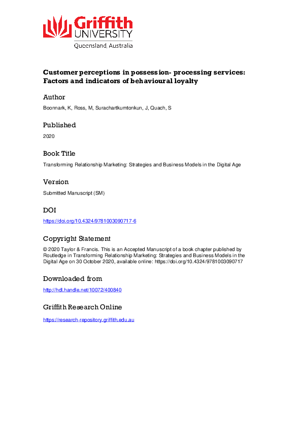 (PDF) Customer perceptions in possession-processing services