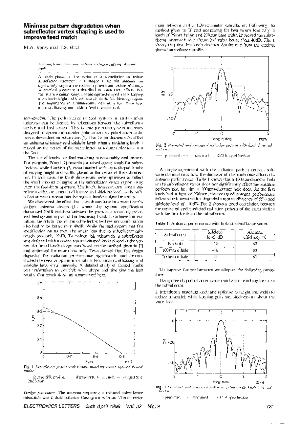 (PDF) Minimise pattern degradation when subreflector vertex shaping is ...