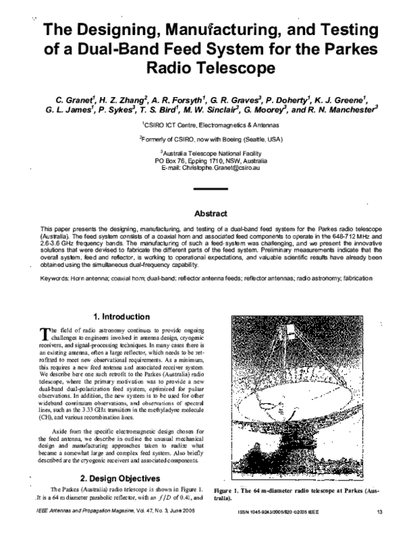 (PDF) The designing, manufacturing, and testing of a dual-band feed ...