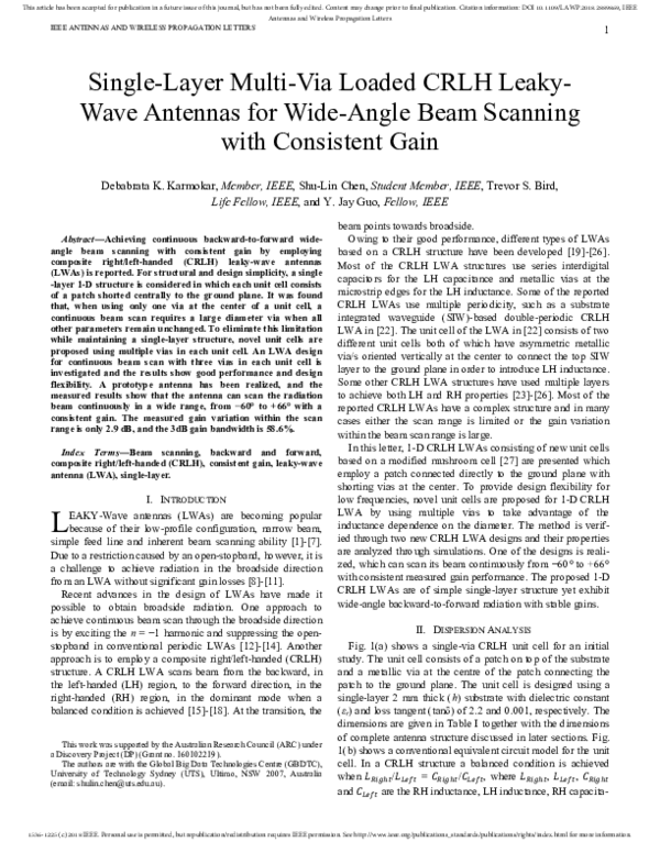 (PDF) Single-Layer Multi-Via Loaded CRLH Leaky-Wave Antennas for Wide-Angle Beam Scanning With ...