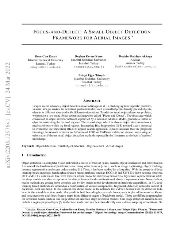 Pdf Focus And Detect A Small Object Detection Framework For Aerial