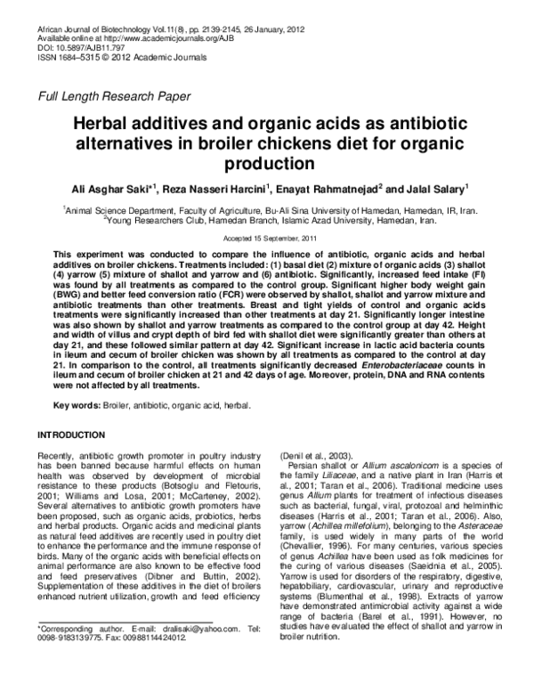 (PDF) Herbal additives and organic acids as antibiotic alternatives in ...