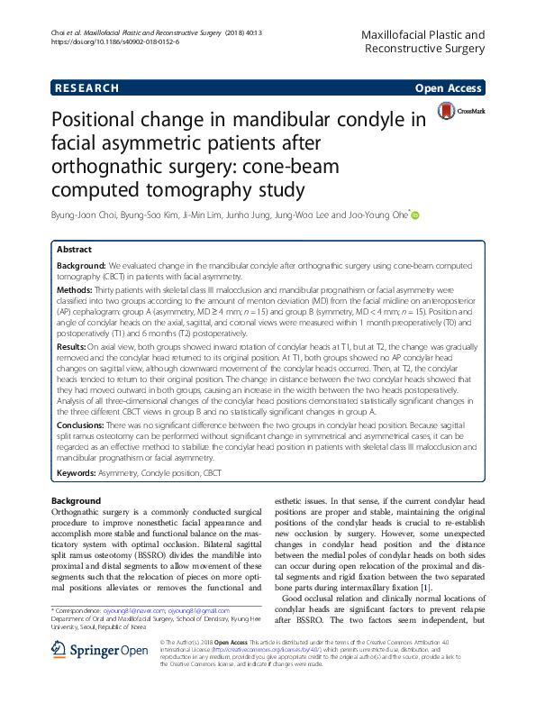 (PDF) Positional change in mandibular condyle in facial asymmetric ...