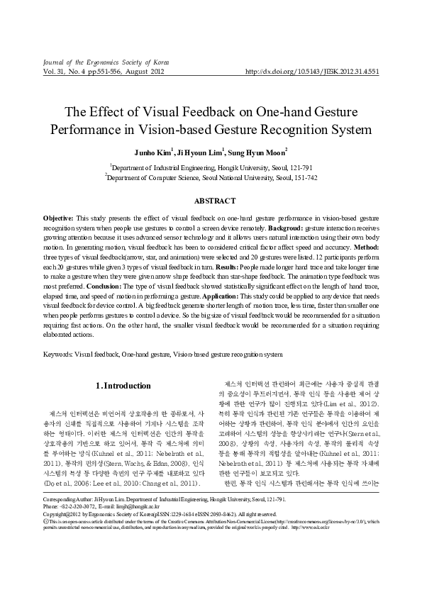 (PDF) The Effect of Visual Feedback on One-hand Gesture Performance in Vision-based Gesture ...