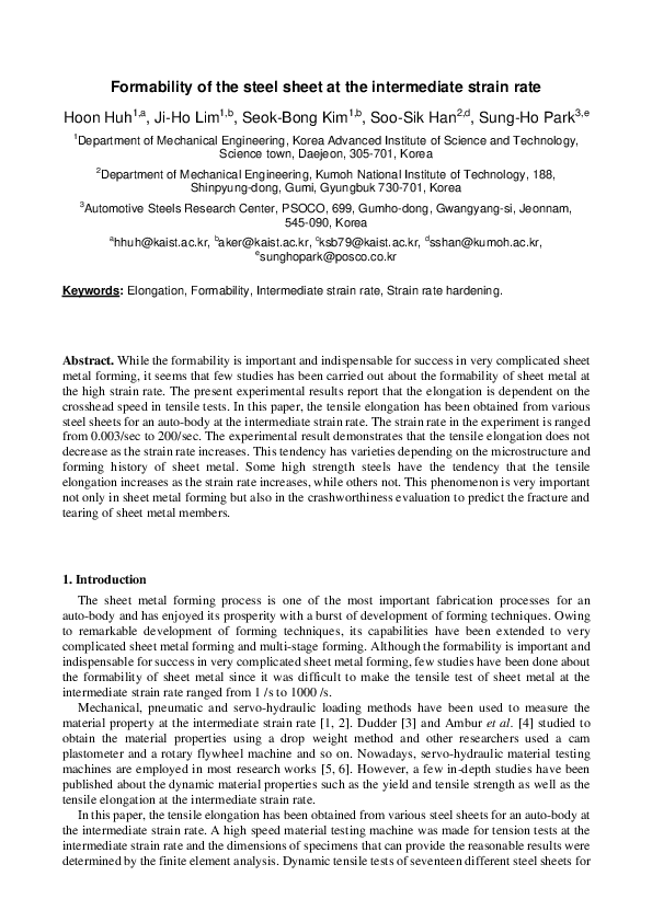 (PDF) Formability of the Steel Sheet at the Intermediate Strain Rate