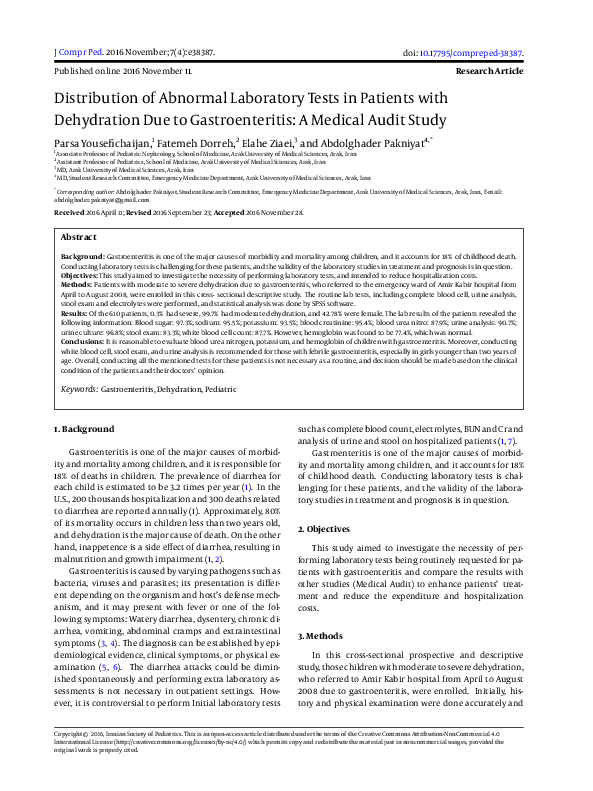 (PDF) Distribution of Abnormal Laboratory Tests in Patients with ...