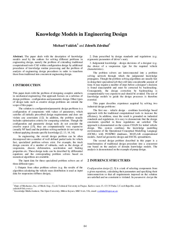 (PDF) Knowledge Models in Engineering Design