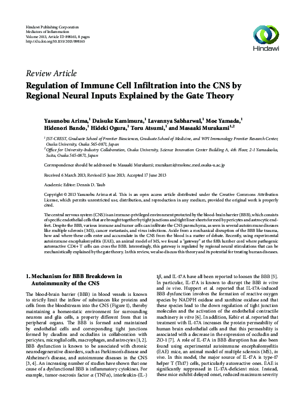 (PDF) Regulation of Immune Cell Infiltration into the CNS by Regional ...