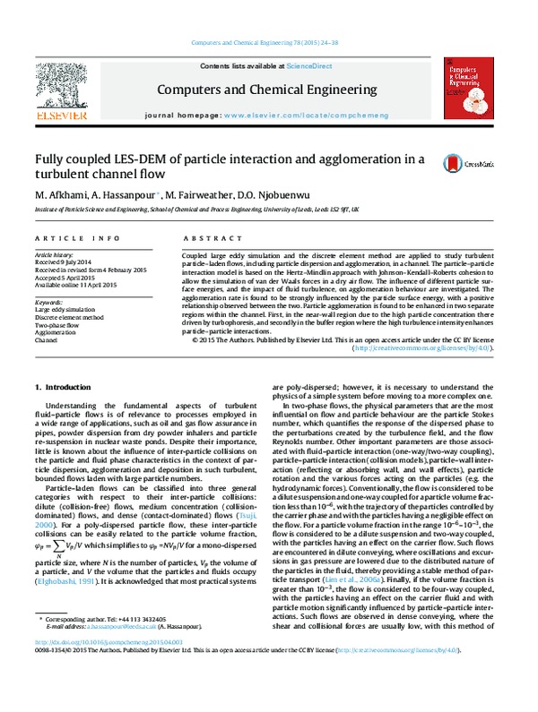 (PDF) Fully coupled LES-DEM of particle interaction and agglomeration in a turbulent channel flow