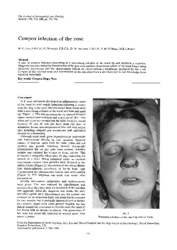 (PDF) Cowpox infection of the nose