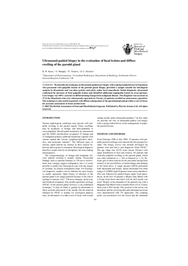 (PDF) Ultrasound-guided biopsy in the evaluation of focal lesions and ...