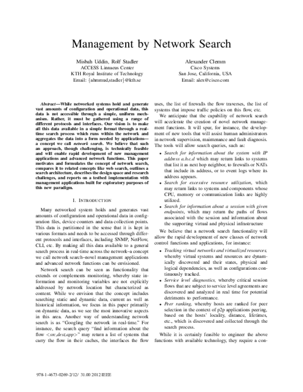 (PDF) Innovative Network Search for Management Applications