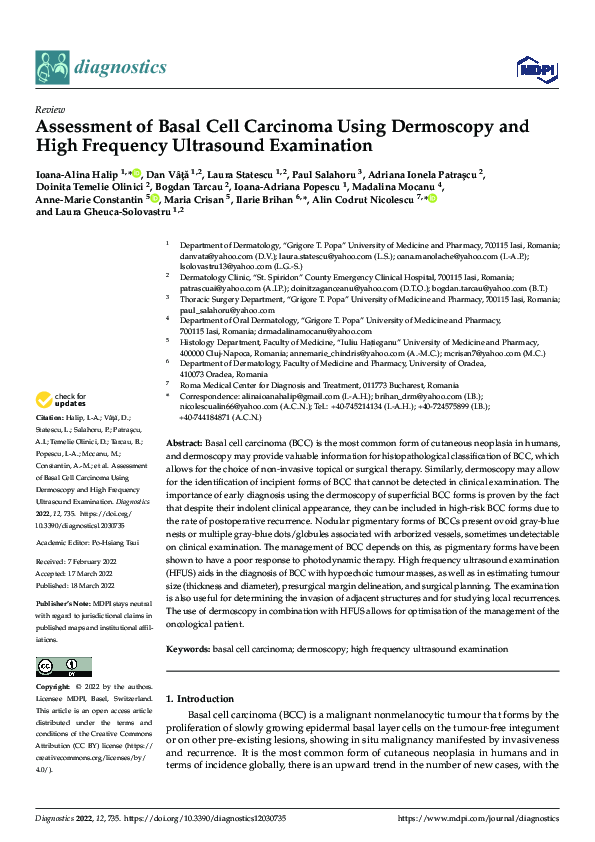 (PDF) Assessment of Basal Cell Carcinoma Using Dermoscopy and High Frequency Ultrasound Examination