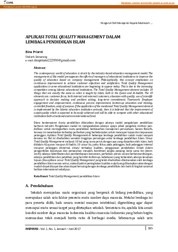 (PDF) Aplikasi Total Quality Management Dalam Lembaga Pendidikan Islam