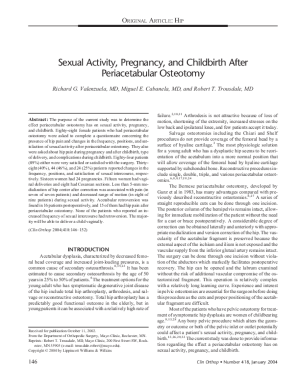 (PDF) Sexual Activity, Pregnancy, and Childbirth After Periacetabular ...