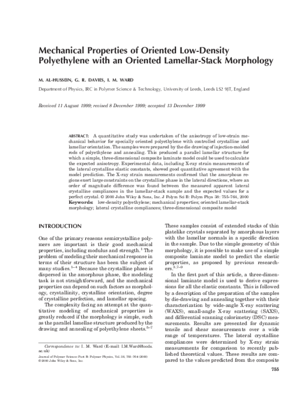 (PDF) Mechanical properties of oriented low-density polyethylene with an oriented lamellar-stack ...