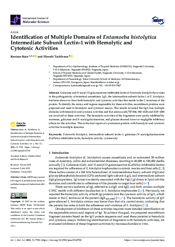 (PDF) Identification of Multiple Domains of Entamoeba histolytica ...