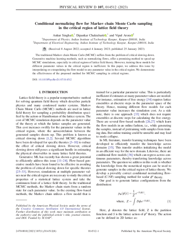 Pdf Conditional Normalizing Flow For Markov Chain Monte Carlo Sampling In The Critical Region 8128