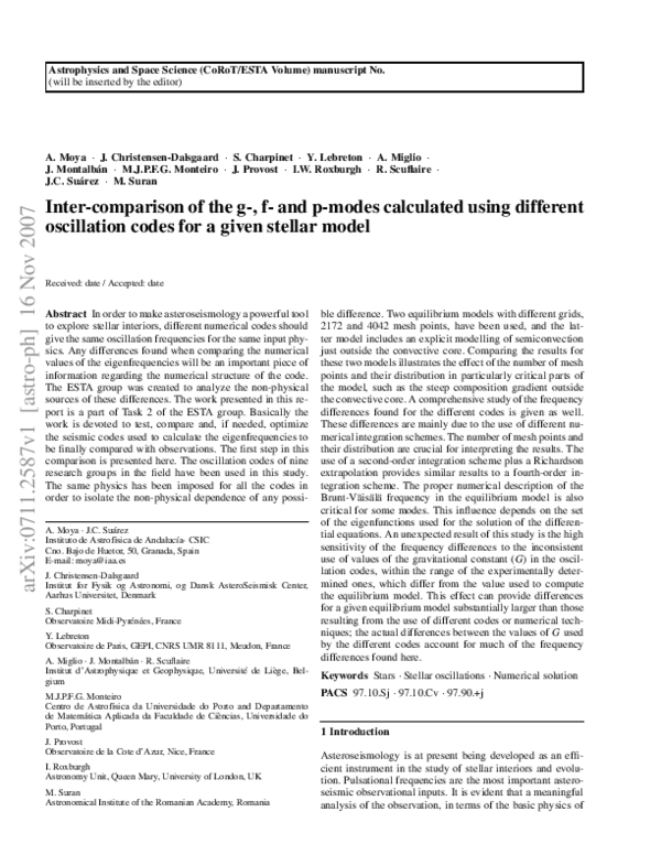 (PDF) Inter-comparison of the g-, f- and p-modes calculated using ...