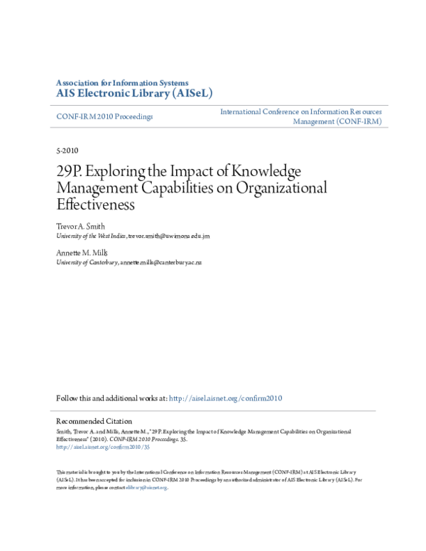 (PDF) 29P. Exploring the Impact of Knowledge Management Capabilities on ...