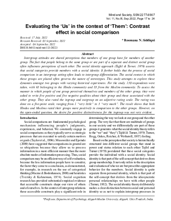 (PDF) Evaluating the 'Us' in the context of 'Them': Contrast effect in ...