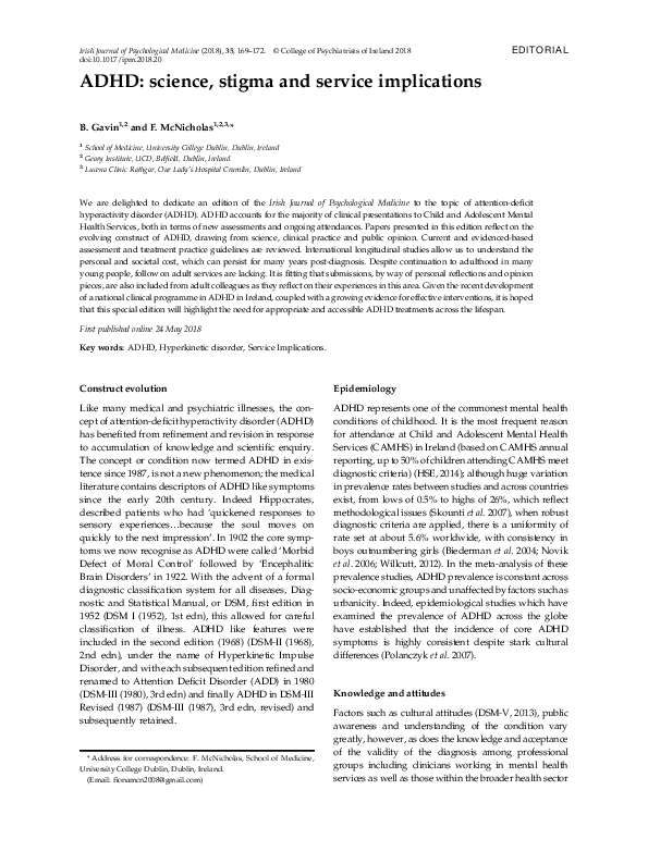 (PDF) ADHD: science, stigma and service implications