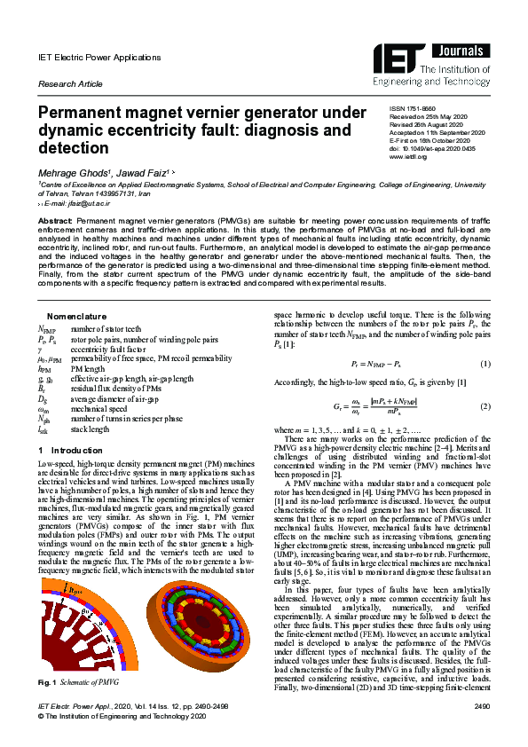 (PDF) Permanent magnet vernier generator under dynamic eccentricity ...