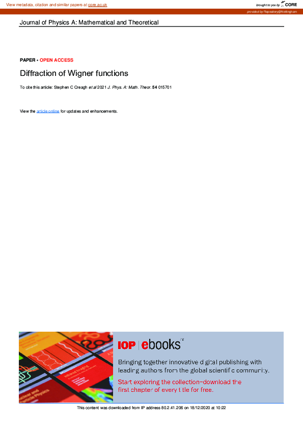 (PDF) Diffraction of Wigner functions