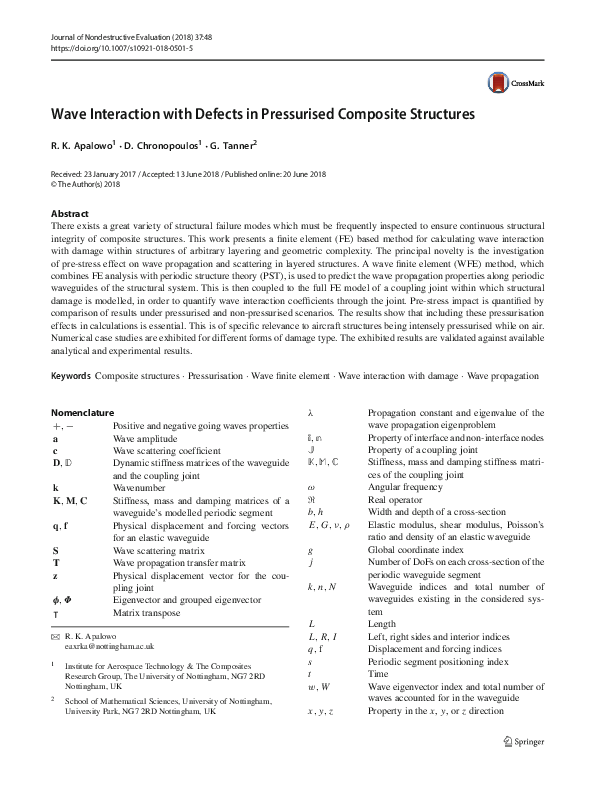 (PDF) Wave Interaction with Defects in Pressurised Composite Structures