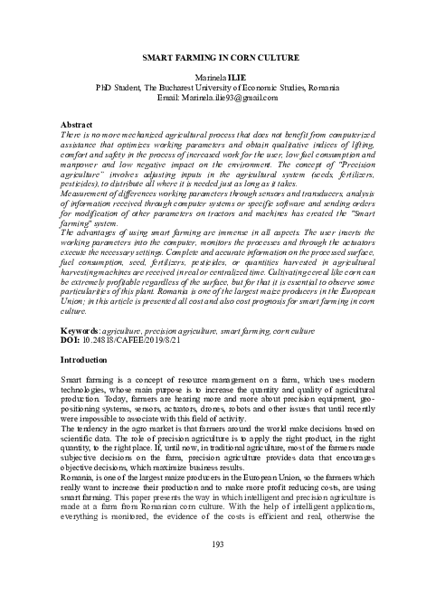 (PDF) Smart Farming in Corn Culture