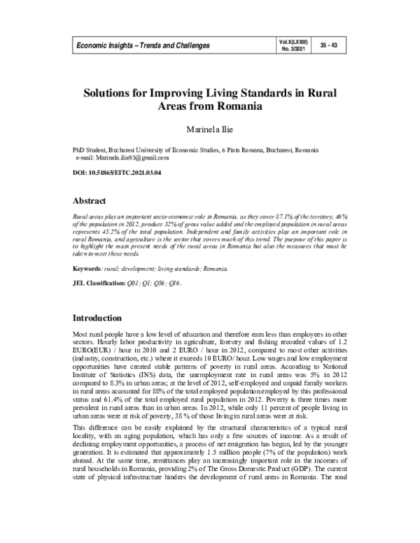 (PDF) Solutions for Improving Living Standards in Rural Areas from ...