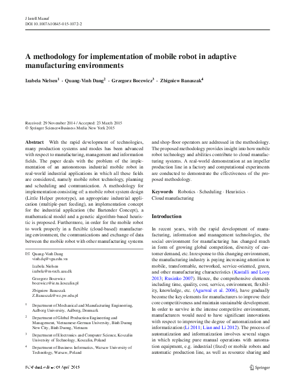 (PDF) A methodology for implementation of mobile robot in adaptive ...