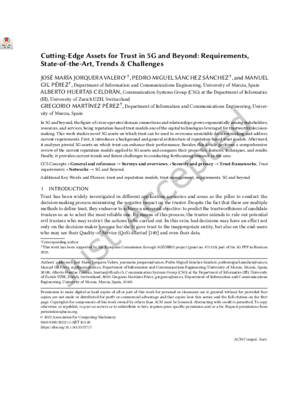 (PDF) Cutting-Edge Assets for Trust in 5G and Beyond: Requirements ...