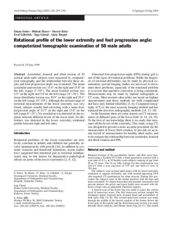 (PDF) Rotational profile of the lower extremity and foot progression ...