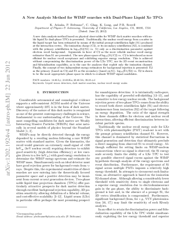 (PDF) A new analysis method for WIMP searches with dual-phase liquid Xe ...