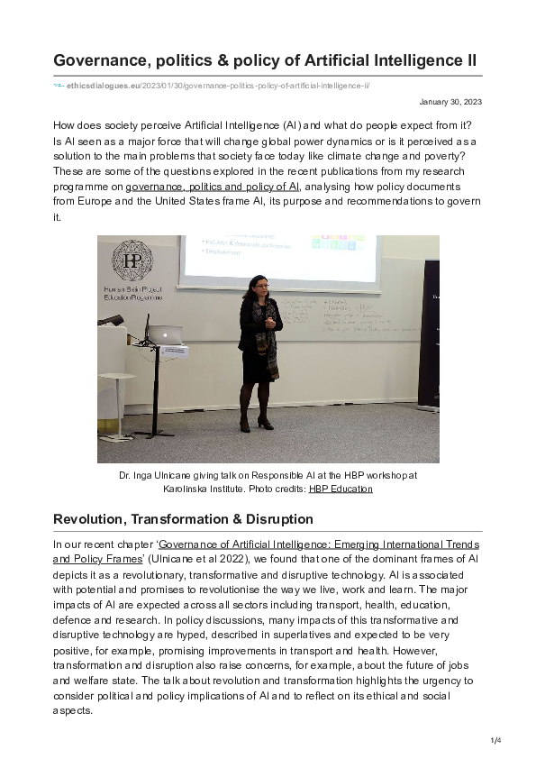(PDF) Governance, politics & policy of Artificial Intelligence II